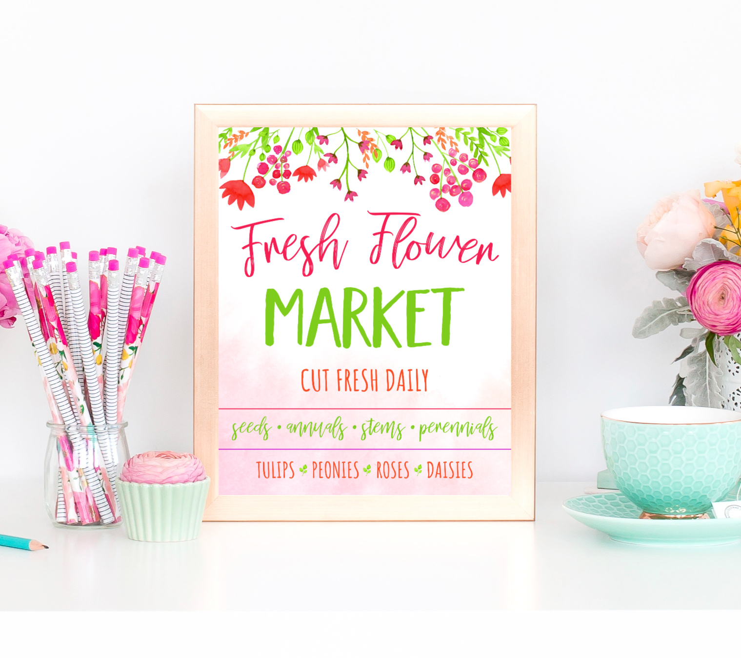 Fresh Flower Market Free Printable - TGIF - This Grandma is Fun