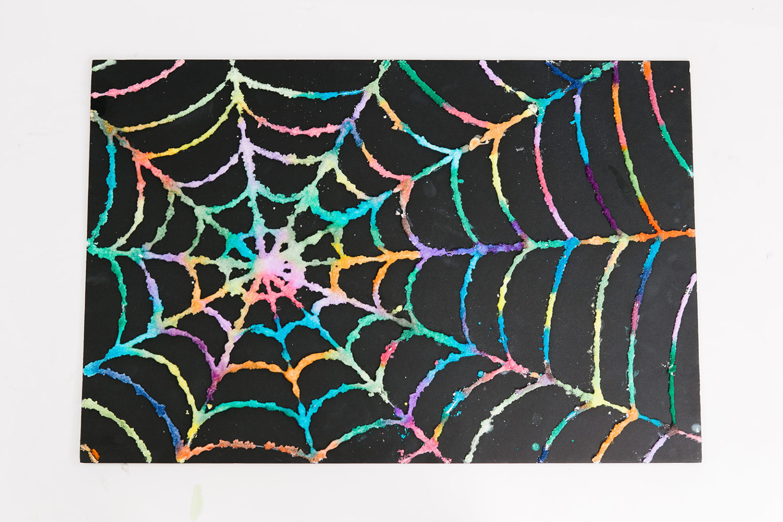 Salt Art Spider Web Craft - TGIF - This Grandma is Fun
